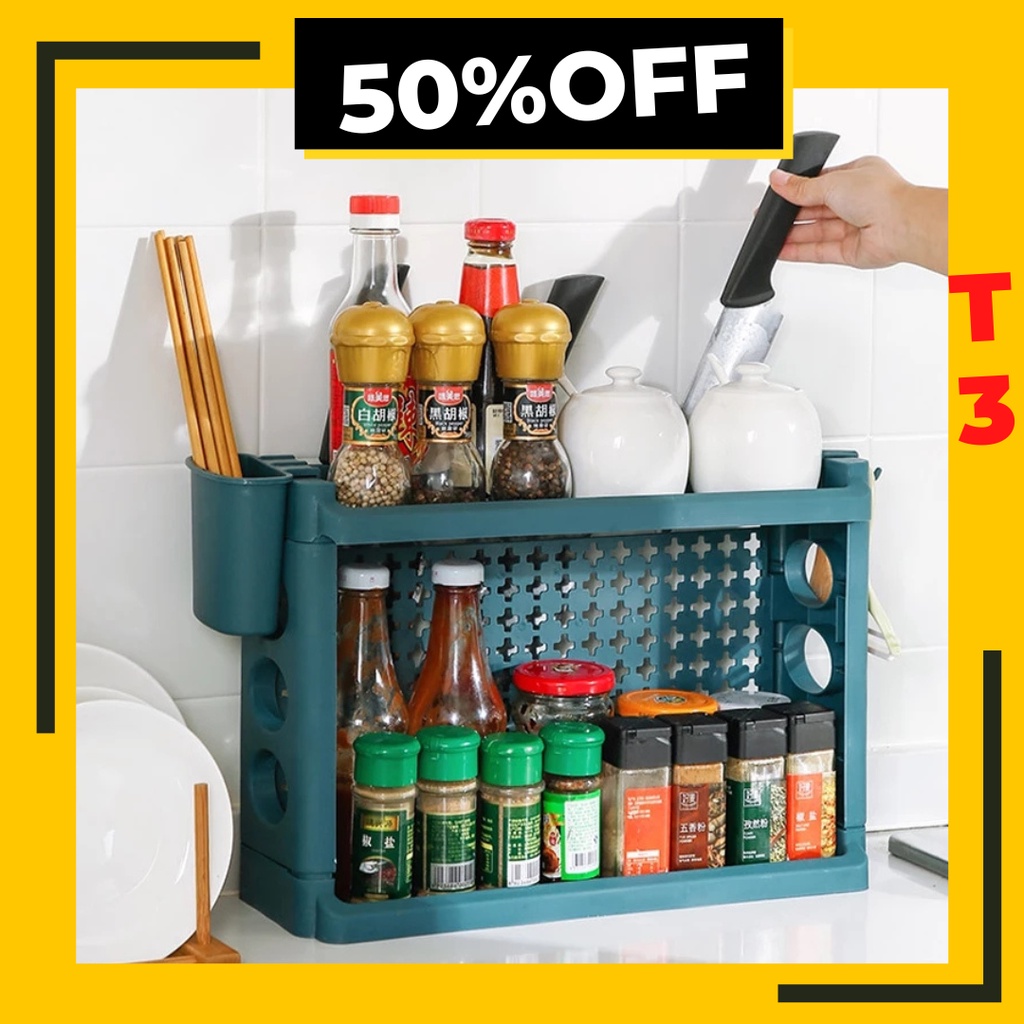 𝗞𝗜𝗧𝗖𝗛𝗘𝗡 𝗥𝗔𝗖𝗞 / 𝗥𝗔𝗞 Simpanan Dapur Simpan Bahan Rempah Botol Klip Alat ...