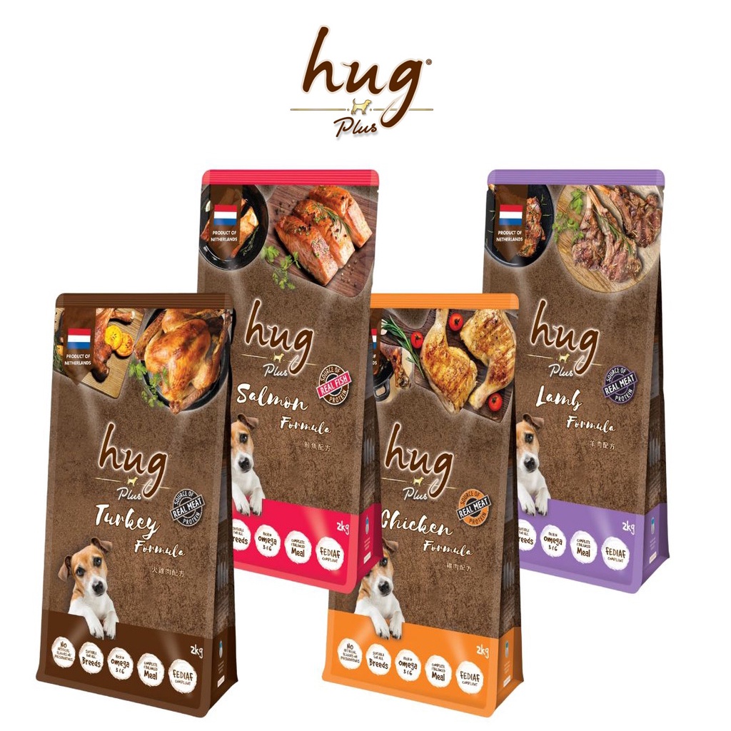 Hug Plus Dog Dry Food 2kg- Dog Food ( Chicken , Lamb , Salmon , Turkey ...