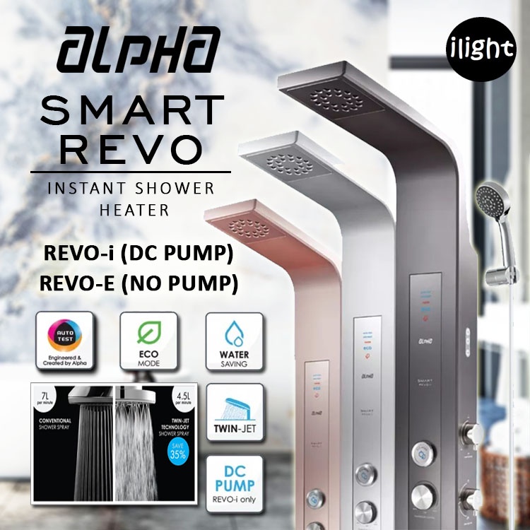 Alpha Smart Revo-i with DC PUMP / Revo-E No Pump Instant Shower Heater | Shopee Malaysia