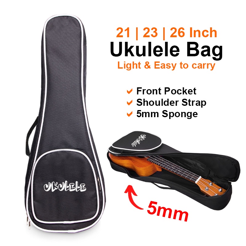 [NEW] Ukulele 5mm Padded Bag Sponge Ukelele Gitar 21 23 26 Inch 寸 ...
