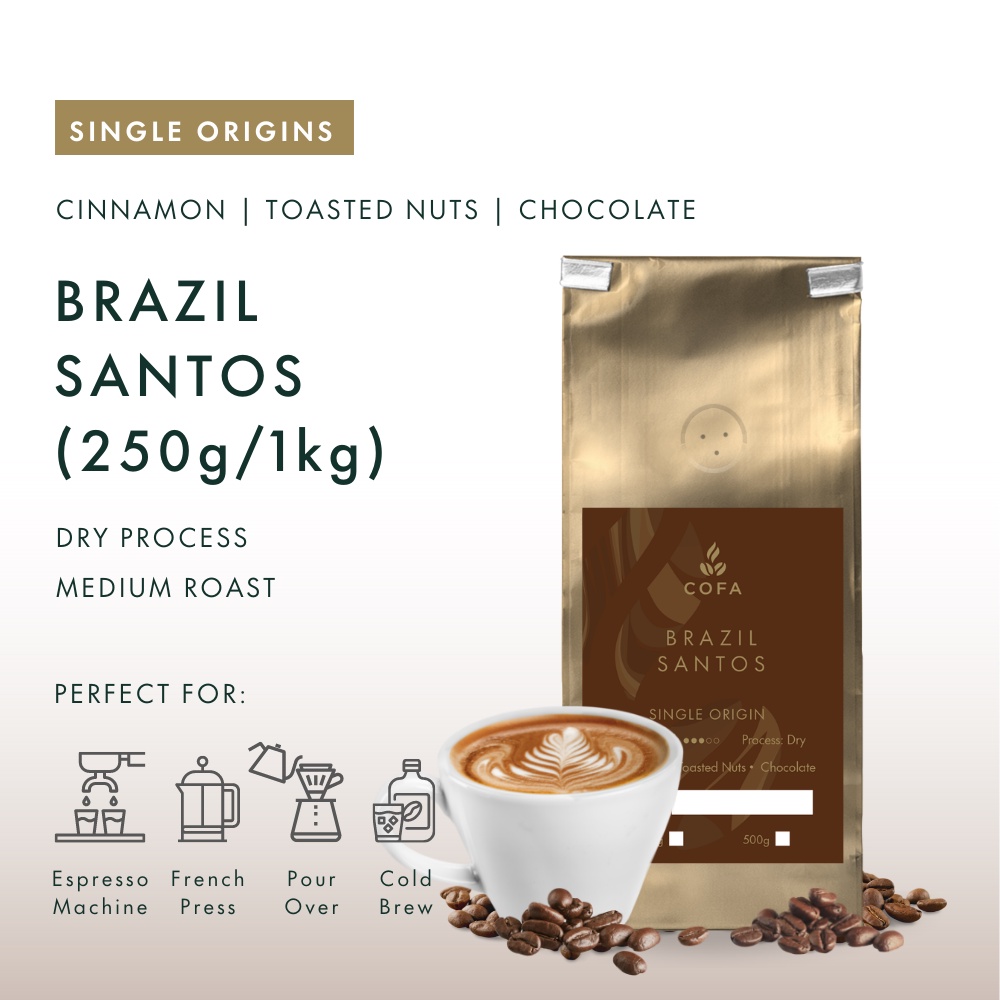 Brazil Santos (Medium Roast, Dry Process) - Single Origin Arabica ...
