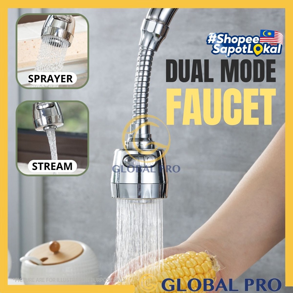 360 Degree Sink Faucet Kitchen Sink Dual Mode Sprayer / Stream Swivel ...