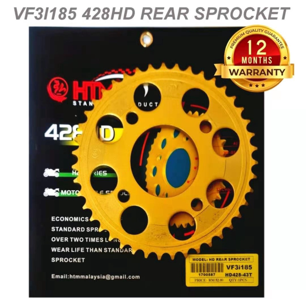 428 HD SYM VF3I185 SPROCKET FRONT REAR 428 SPROCKET SET GOLD HEAVY DUTY ...