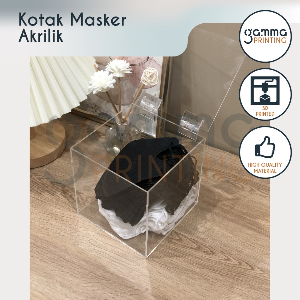 Arcylic Mask Box with Hinge Cover / 13x13x13 Acrylic Box / Gift ...
