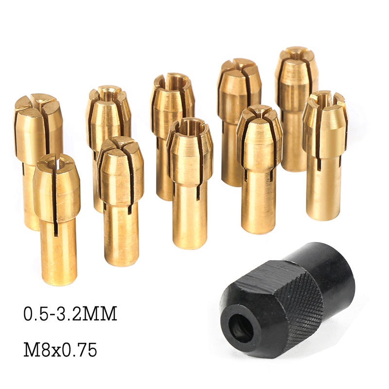 11pcs/batch Mini Drill Brass Collet Collet for Rotary Tools 0.5-3.2mm ...