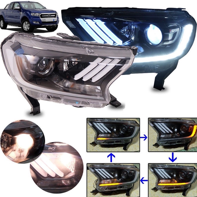 FORD RANGER HEAD LAMP T7 LED RUNNING SIGNAL MUSTANG RANGER HEADLAMP ...