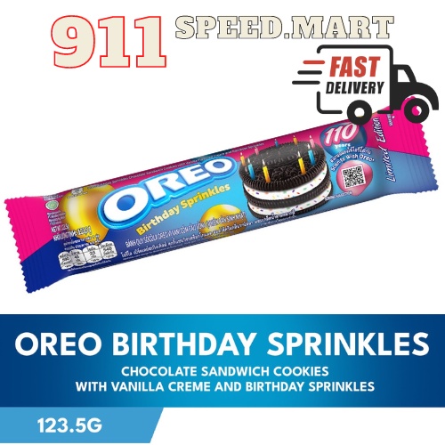 [911] Oreo Birthday Sprinkles Flavor Sandwich Cookies 123.5gm | Shopee ...