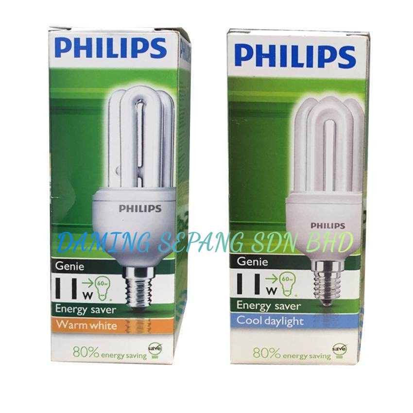 Philips 3U Shape Bulb E27 (11W Genie Cdl / 14W Genie Plce / 18W Essential) Warm White & Cool ...