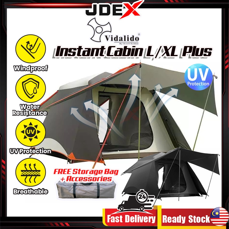 JDEX Vidalido Cabin L XL Tent UV protection Camping Tent Waterproof Khemah Camping Kemah Auto ...