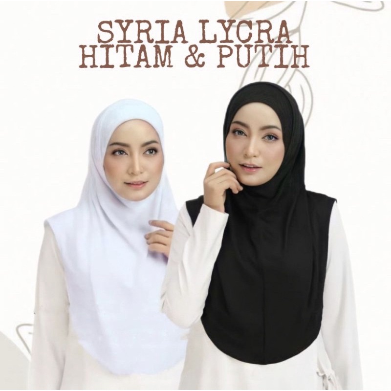 Lycra Syria Premium Putih dan Hitam | Sekali Free Inner | Kain Lycra | | Shopee Malaysia