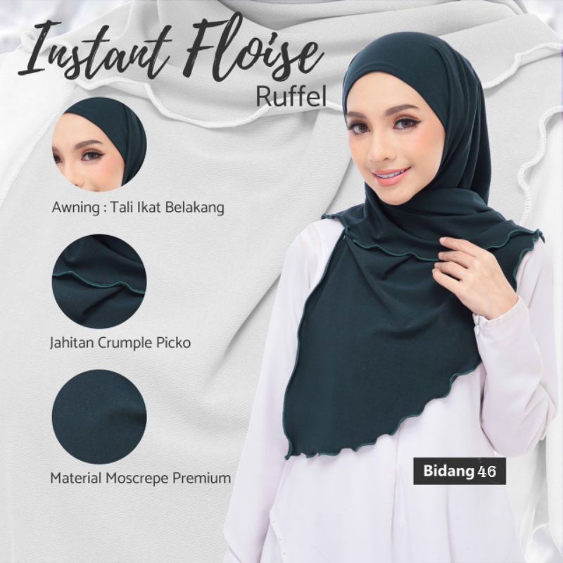 Tudung Bawal Lazy Ruffle | Instant Hijab Moss crepe | Premium Quality ...