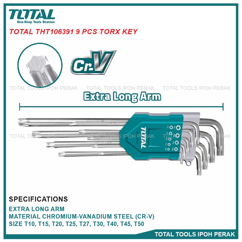 TOTAL THT106391 THT106392 9 Pcs Torx Key | Shopee Malaysia