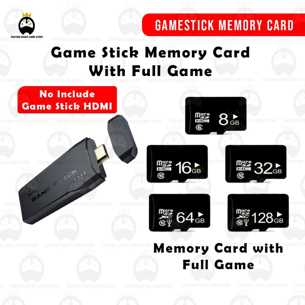 GAMESTICK GAME STICK MEMORY CARD 8GB 32GB 64GB 128GB WITH FULL GAME ...