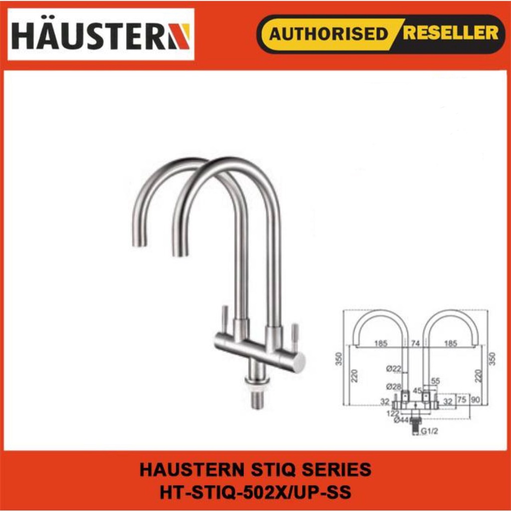 HAUSTERN STIQ-502X/UP-SS SUS304 Stainless Steel Pillar Mounted Double ...