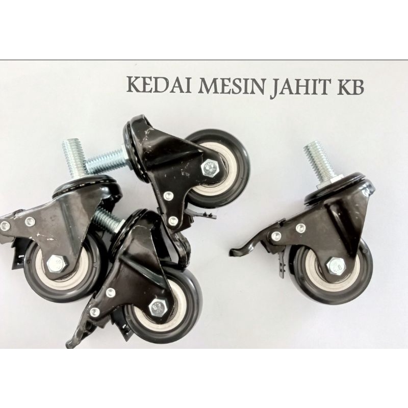 M12 Black Rubber Roda Hitam ( tidak menanda lantai ) Kaki Mesin Jahit ...