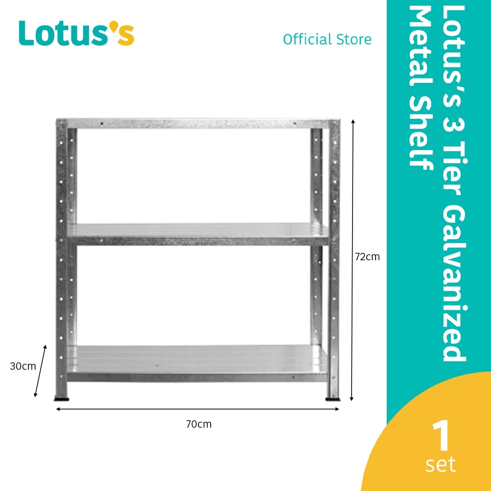Lotus's 3 Tier Galvanized Metal Shelf 50kg | Shopee Malaysia