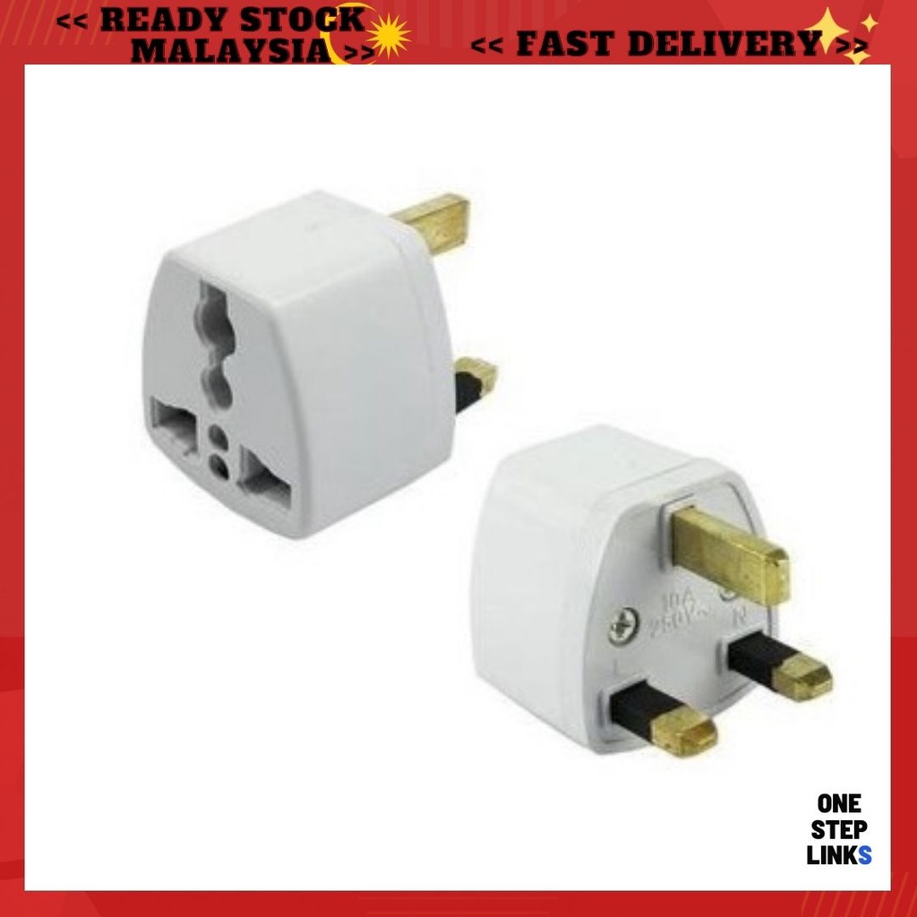 3 Pin Universal Adapter Plug UK Wall Adaptor Travel Socket | Shopee ...