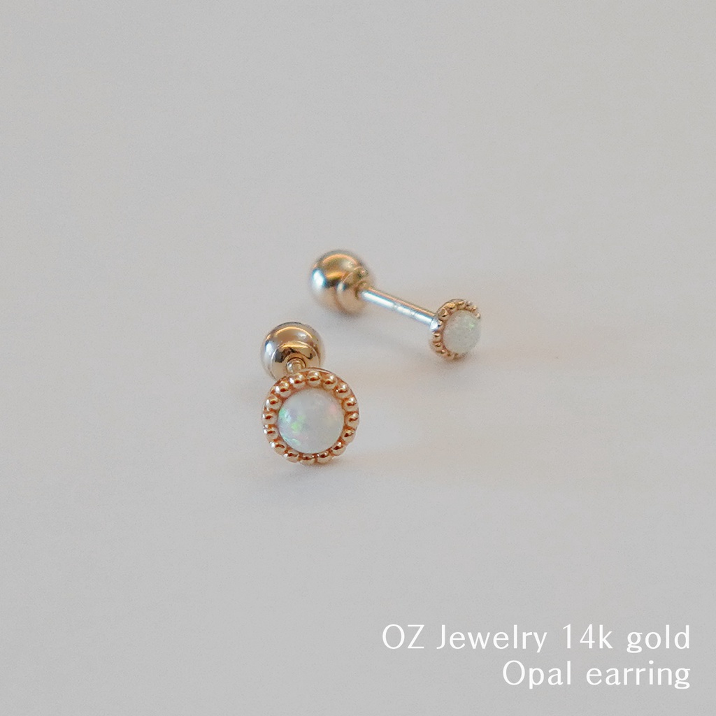 OZ-JE9 Korean 14k Gold Earrings Round opal Turning Bead 14k | Shopee ...
