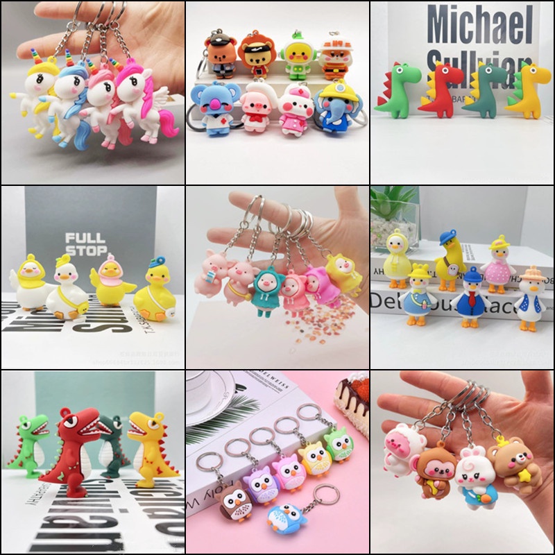 Cartoon animal keychain pendant General mobility of forests PVC soft ...