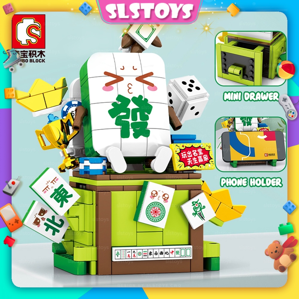 Sembo Block 708300C Lucky Fortune Mahjong Cute Figure Phone Holder Mini ...
