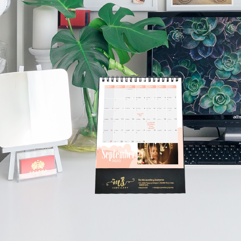 Custom Design Desk Calendar 2025 (Hard Stand)_Gold Stamping / Kalendar ...