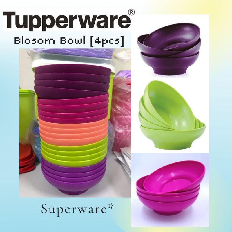 7 Jenis: Tupperware Blossom Pink Bowl 600ml Gourmet (Plate O Bowl 400ml ...