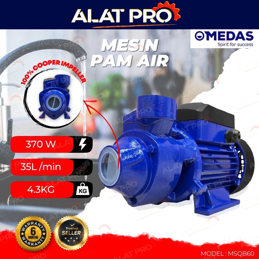 MEDAS Water Pump Mesin Pam Air 0.5HP/374Watt MQB60 -100% Copper Motor ...