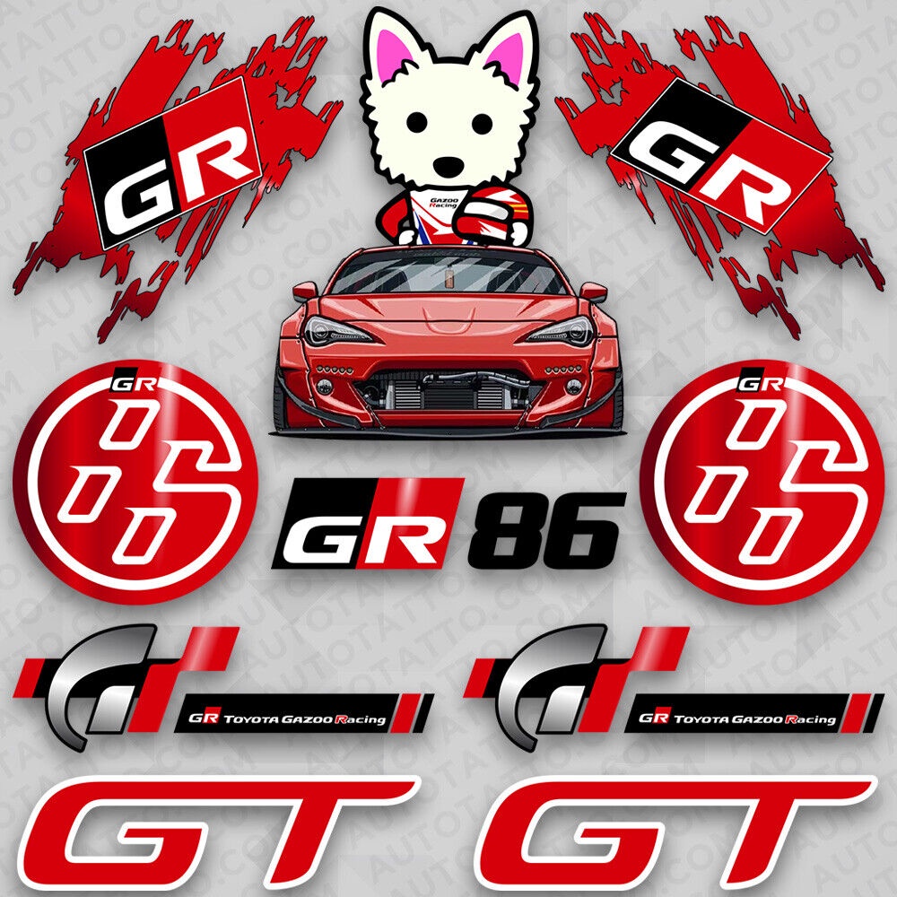 Toyota Gazoo Racing GR Sport GT 86 Car Logo Sticker Vinyl Decal Stripes ...