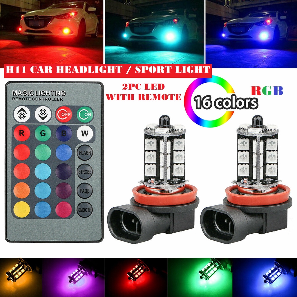 Car Sportlight Sport Light Fog Light H11 Led Bulb Headlamp RGB Flash ...