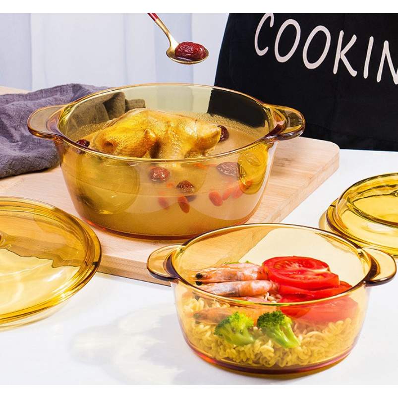 Transparent Glass Pot with Lid Kitchen Cooking Pot Soup Pot Microwave ...