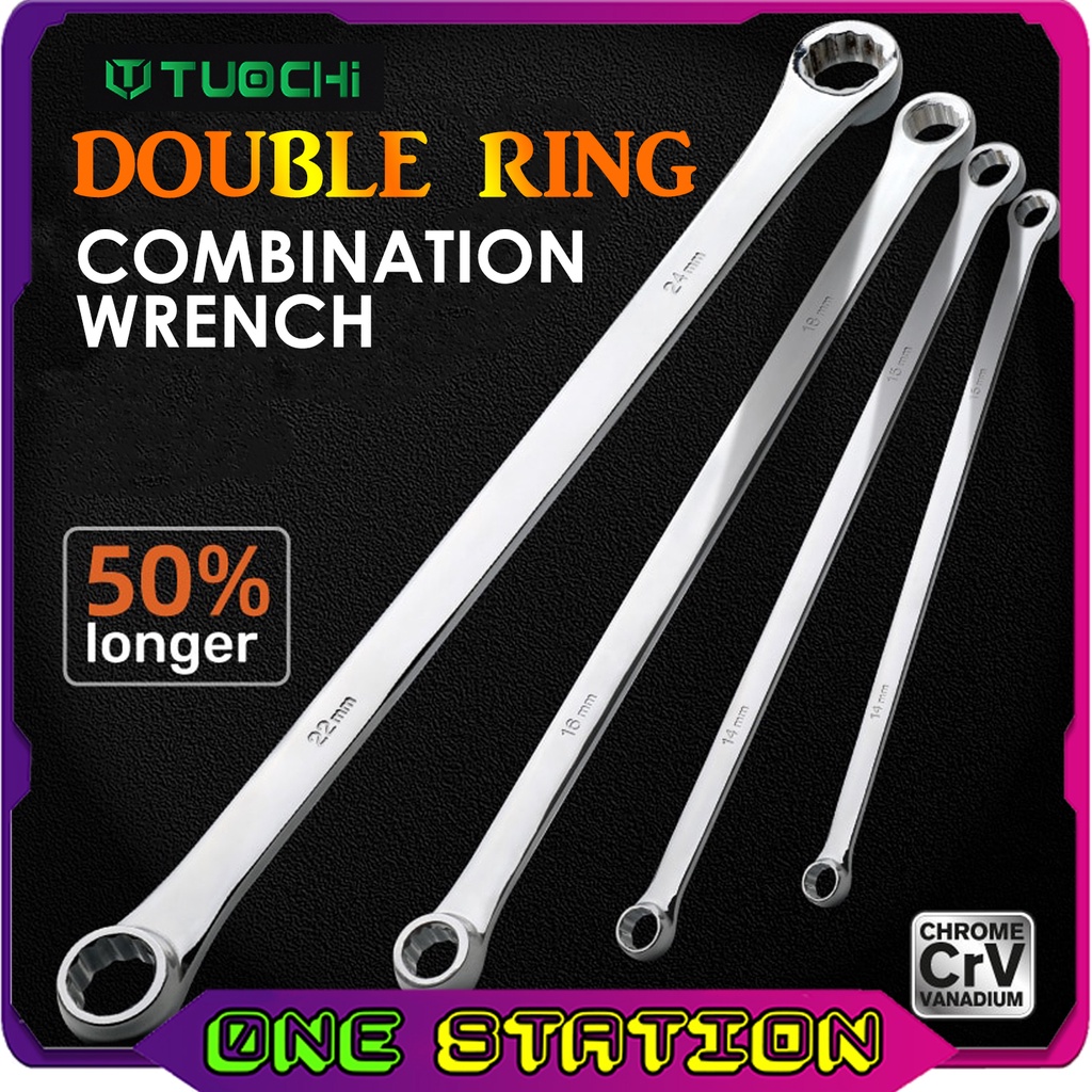 12 Point Extra Long Double Ring Wrench Flat Spanner Set Double Ring ...