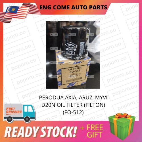 PERODUA AXIA, BEZZA, MYVI D20N OIL FILTER (FILTON) (FO 512) (15601 ...