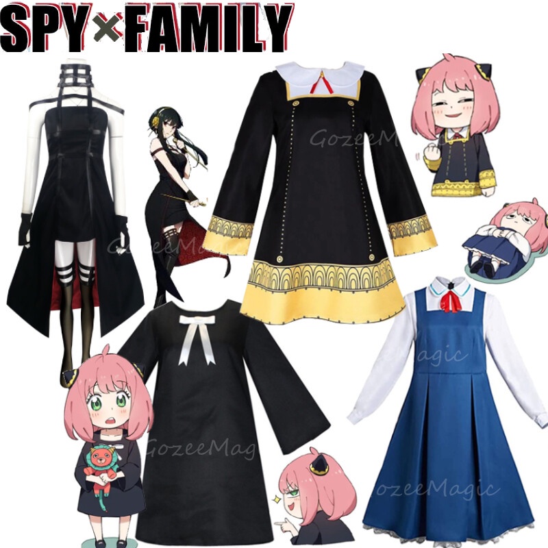 SPY X FAMILY Women Dress Anya Forger Anime Cosplay Costume Cute Black ...