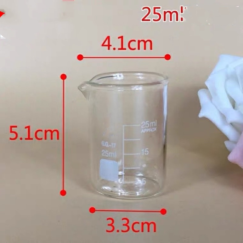 Glass Beaker Bikar Kaca Borosillicate Laboratory Measuring Glass (25ml ...