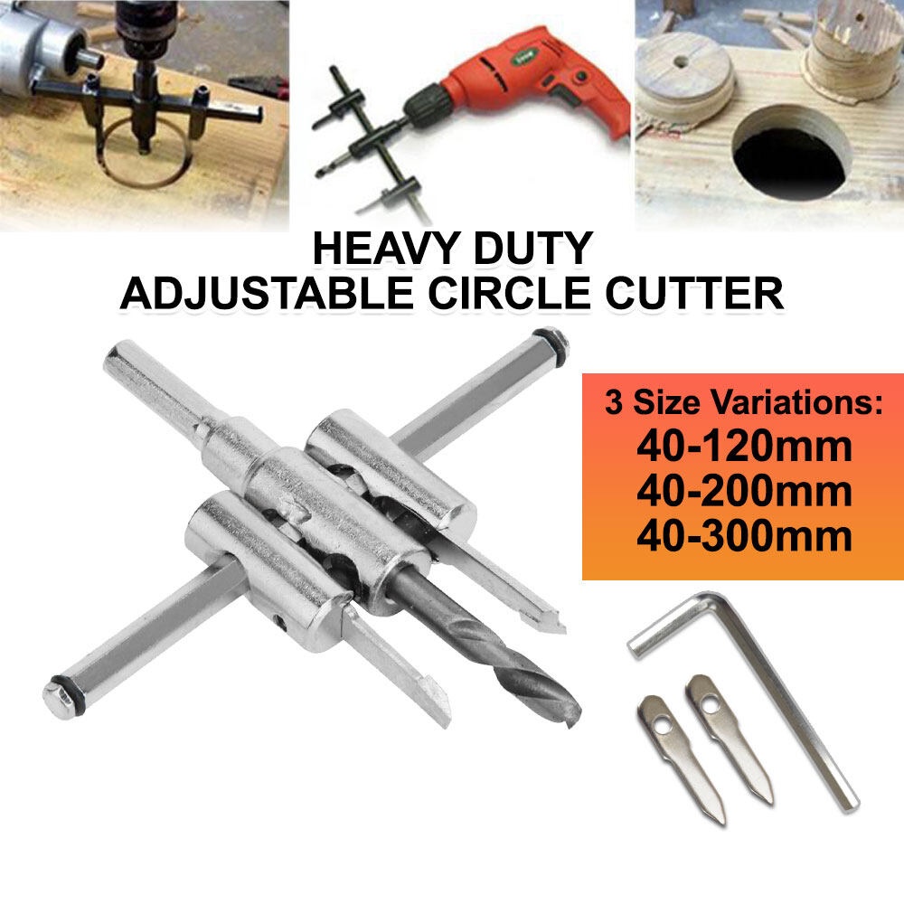 MKR Hole Opener QUALITY HEAVY DUTY ADJUSTABLE CIRCLE CUTTER 40-120mm ...