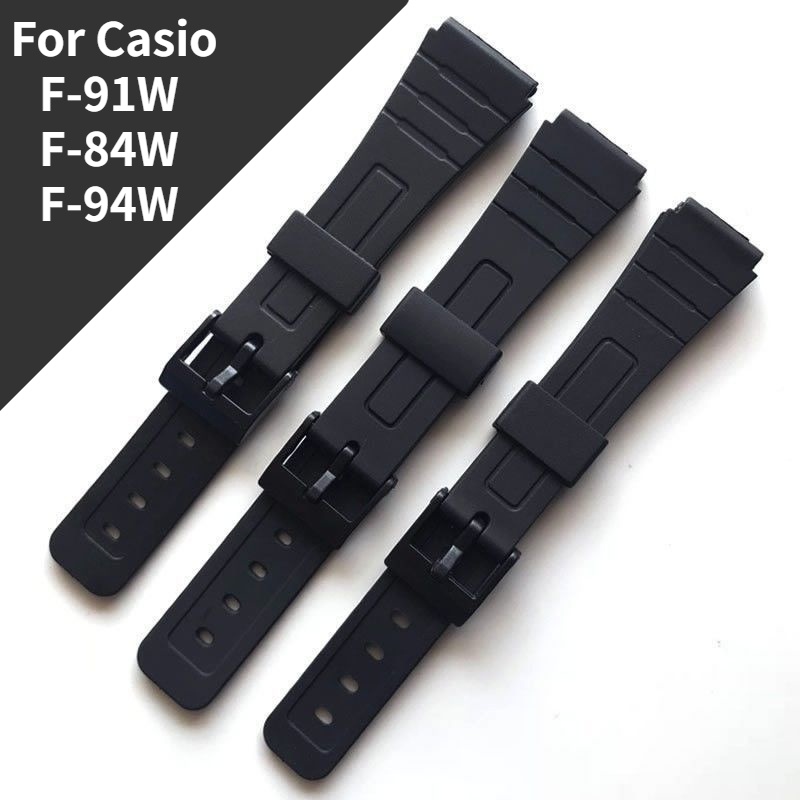 Watch Band Replacement Strap For Casio F-91W F91WM F91W F-84W F-94W Black Resin Plastic Wrist ...