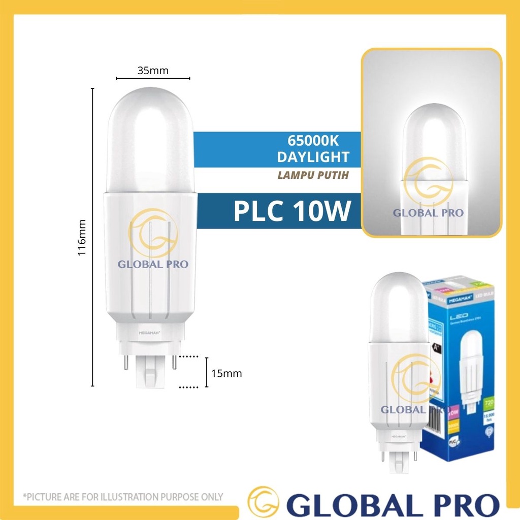 [SIRIM] MEGAMAN 10W / 15W G24 PLC / ES E27 LED Stick Bulb Ceiling Light Mentol Lighting Home ...