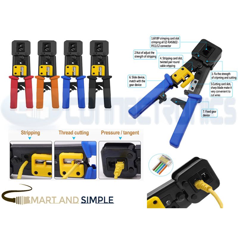 Lan cable network crimping tools 6p 8p *Through hole wire pliers ...