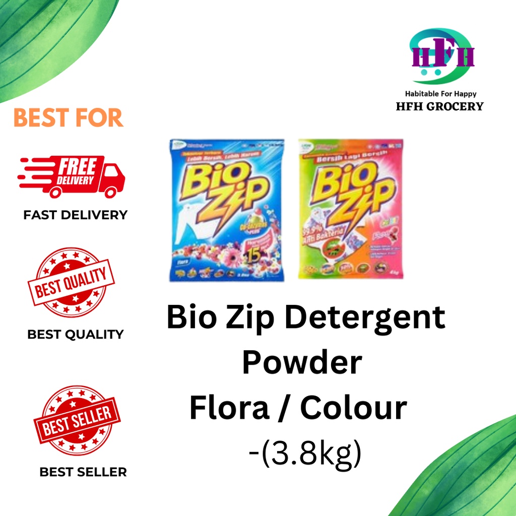 🔥Bio Zip Detergent Powder - Flora / Colour (3.8kg) | Shopee Malaysia