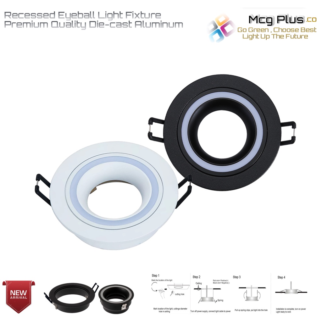 Lighting Fixtures & Eyeball Fitting Round White / Black Eyeball Casing ...