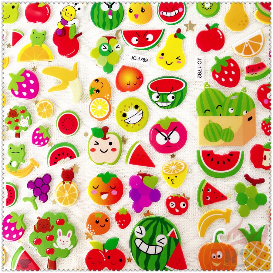 Vegetable & Fruit Q-1 DIY Rewards Sticker 1 Sheet 3D Puffy Bubble ...