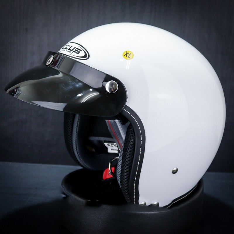Zeus Helmet ZS388A SOLID WHITE ZS-388A RETRO + PET | Shopee Malaysia