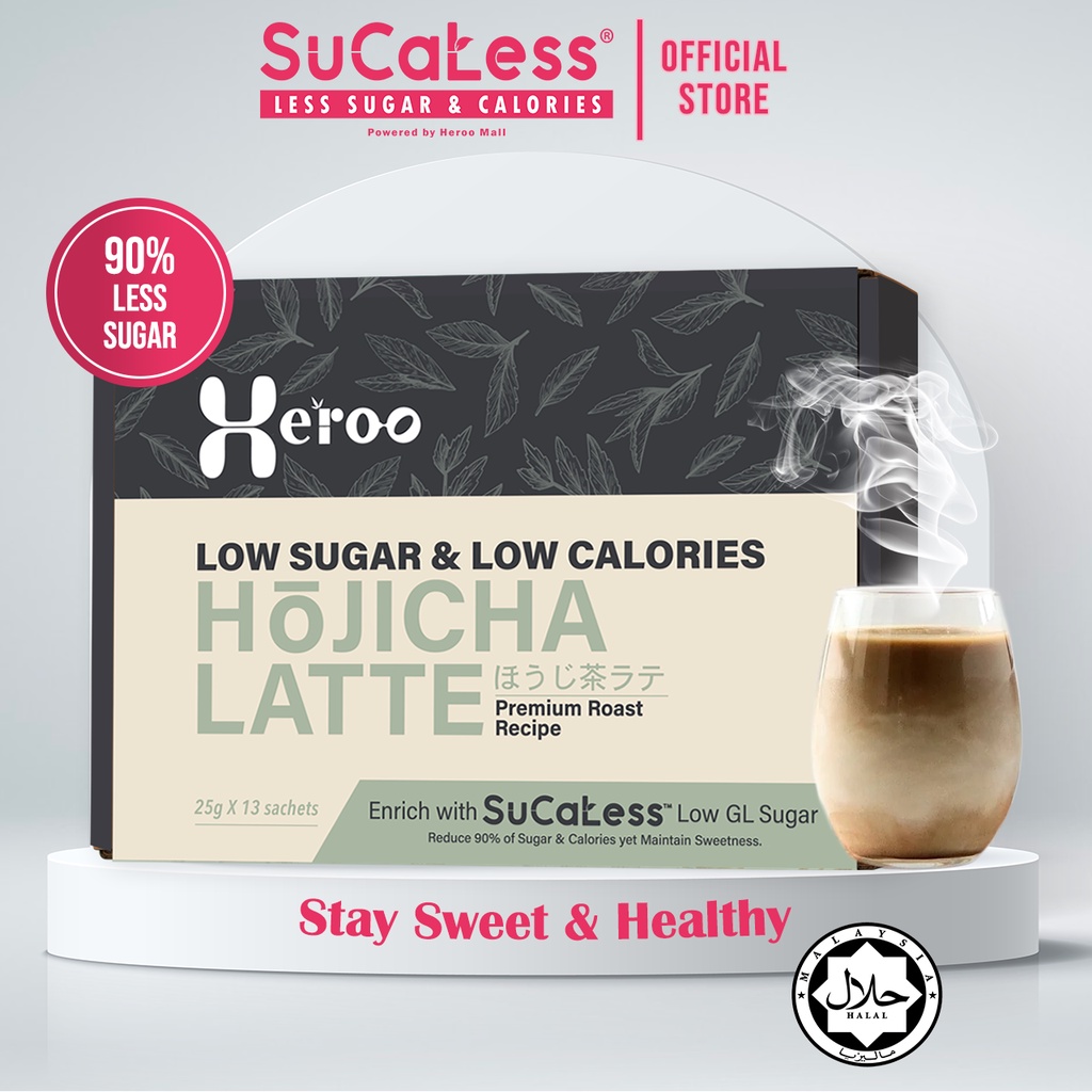Heroo Hojicha Latte- 90% Less Sugar - 25g X 13 SACHETS [HALAL/Less ...