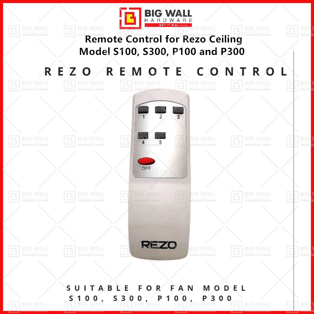 Remote Control for Rezo AC / DC Ceiling Fan Model S100, S300, P100 ...