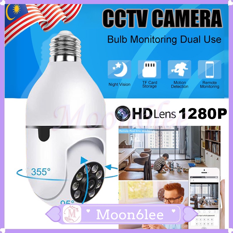 【COD】E27 Bulb Camera CCTV Wireless HD 1280P Nigth Vision Camera 360 ...
