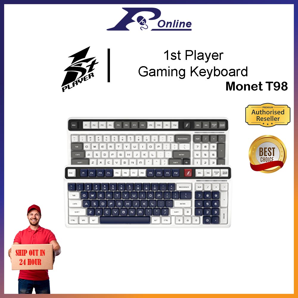 1st Player Monet T98 RGB Light Wired Mechanical Keyboard 98 - Key Gateron Pro 2.0 ( Red / Yellow ...