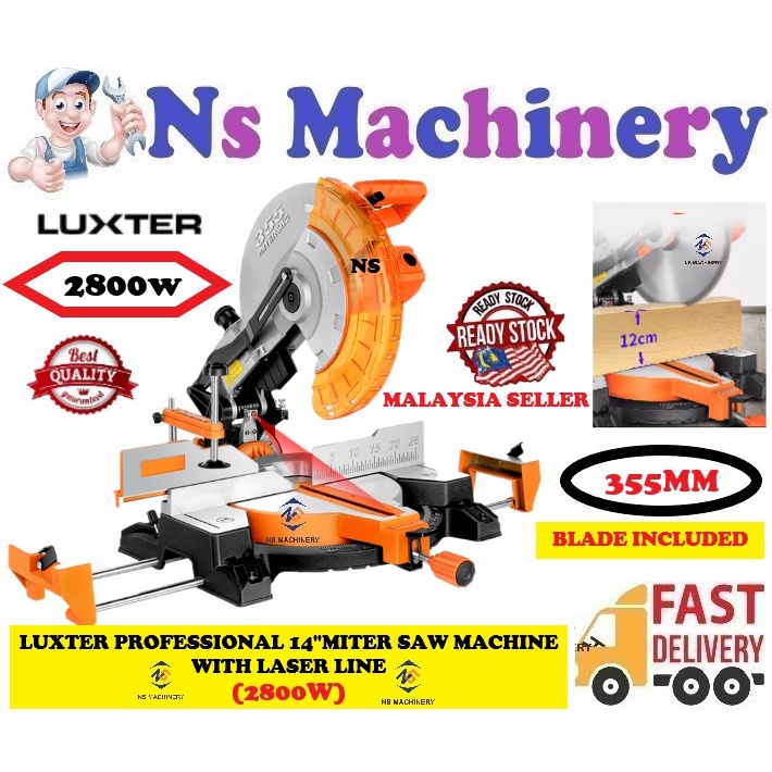 Luxter Professional 14"Miter Saw Woodworking Machine With Laser 2800w ...