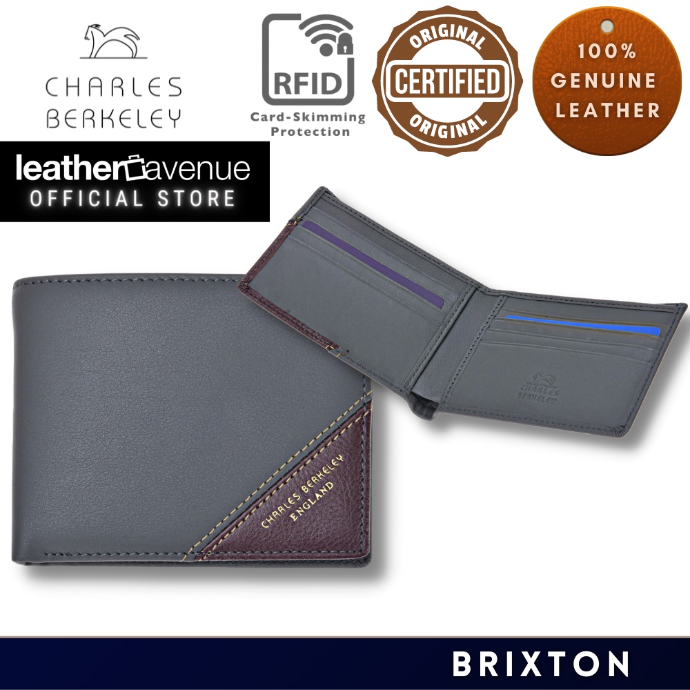 Charles Berkeley BRIXTON Genuine Leather Short Wallet BiFold Wallet for ...