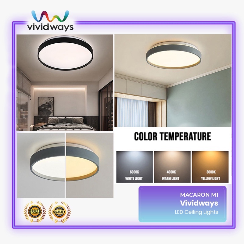 K2 VIVIDWAYS LED CEILING LAMP/CEILING LIGHT MACARON M1 24W 3 COLORS ...