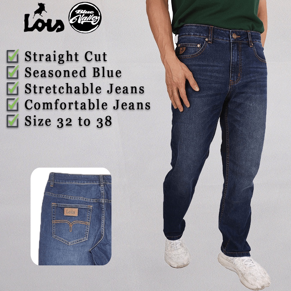 Lois Men's Straight Cut Stretchable Seasoned Blue Jeans S11-21062 ...